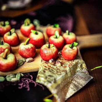 Apple Shaped Milk Peda Recipe & Video (Easy Doodh Peda Recipe)