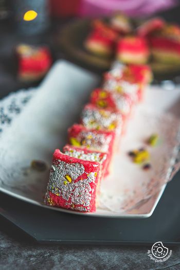 Layered Coconut Burfi Recipe - Make This Easy Rose Coconut Burfi | My ...