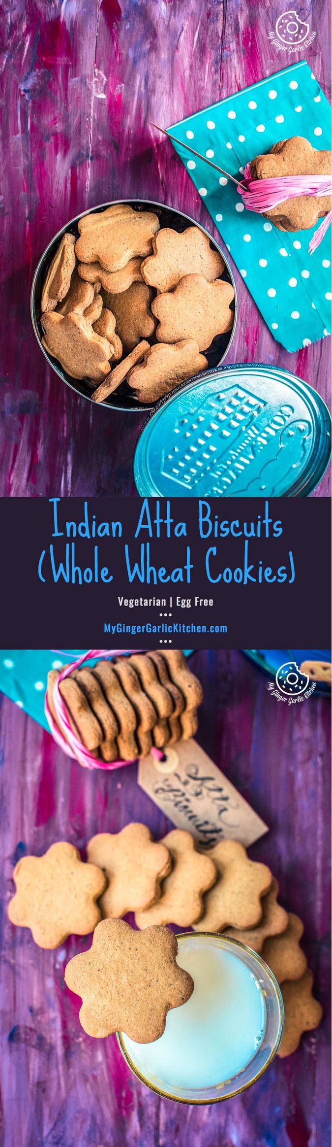 Atta Biscuits Recipe + Video | Eggless Whole Wheat Biscuits | My Ginger ...