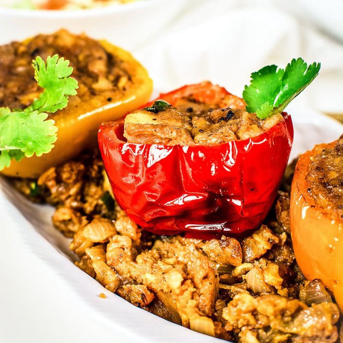 Stuffed Capsicum Recipe | Bharwa Shimla Mirch (Stuffed Bell Peppers)