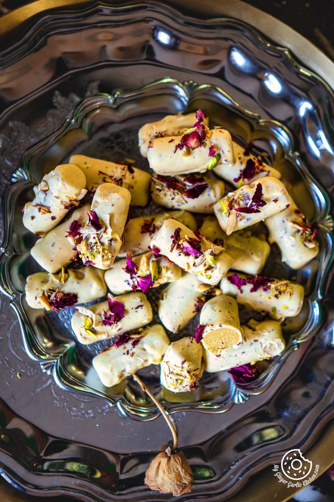 Chocolate Coated Badam Burfi Roll (Step-By-Step + Video Recipe) | My ...