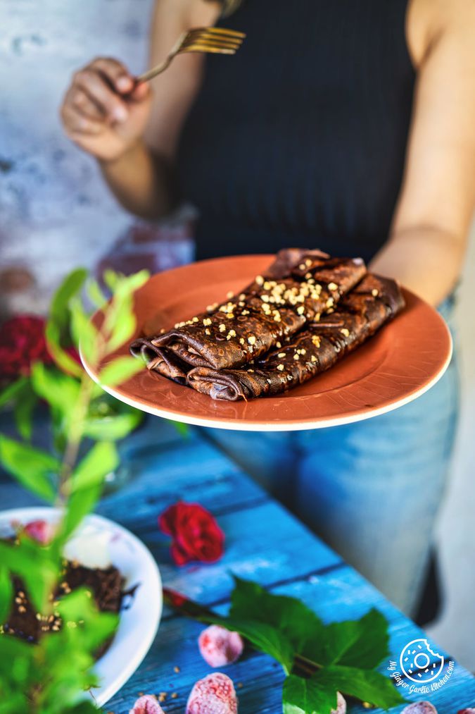 Chocolate Crepes - (Step-By-Step + Video Recipe) | My Ginger Garlic Kitchen