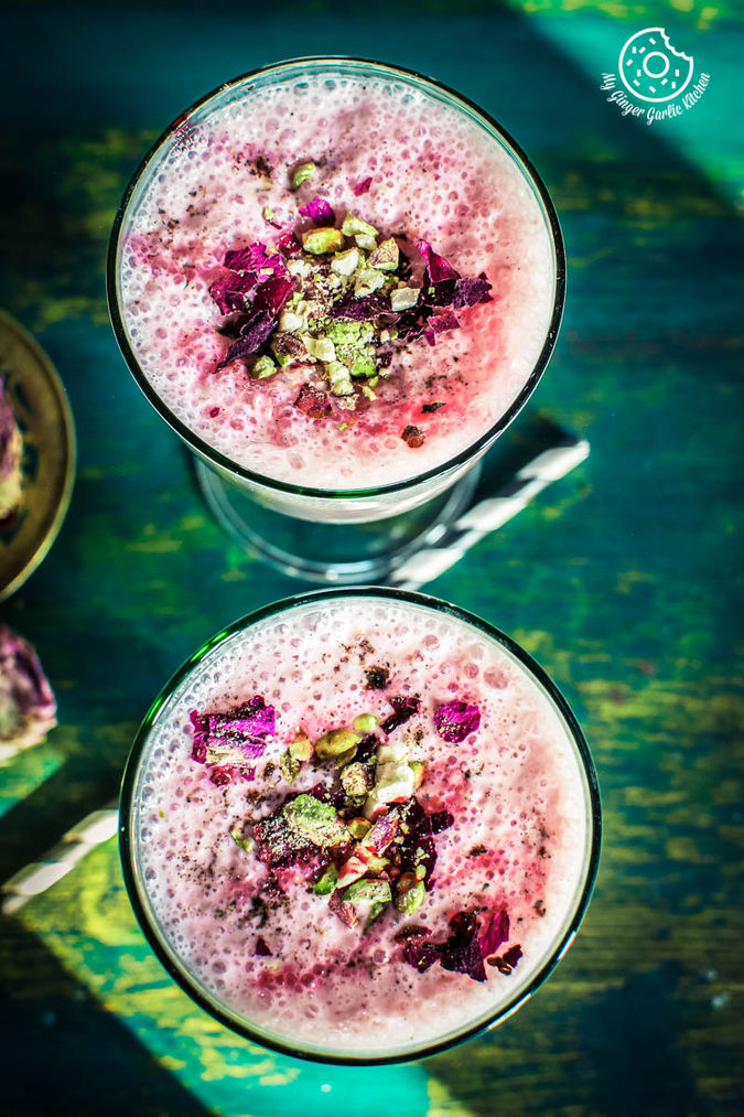 Gulkand Lassi Recipe - How To Make Rose Lassi | My Ginger Garlic Kitchen