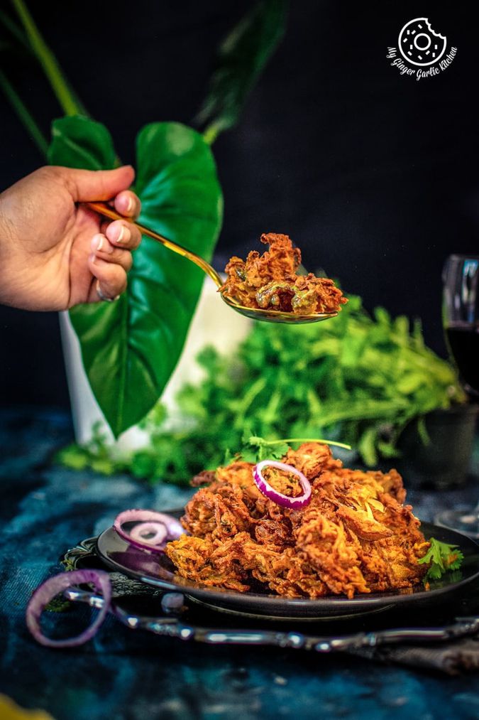 Onion Pakoda Recipe + Video | Crispy Onion Fritters Indian Style | My ...