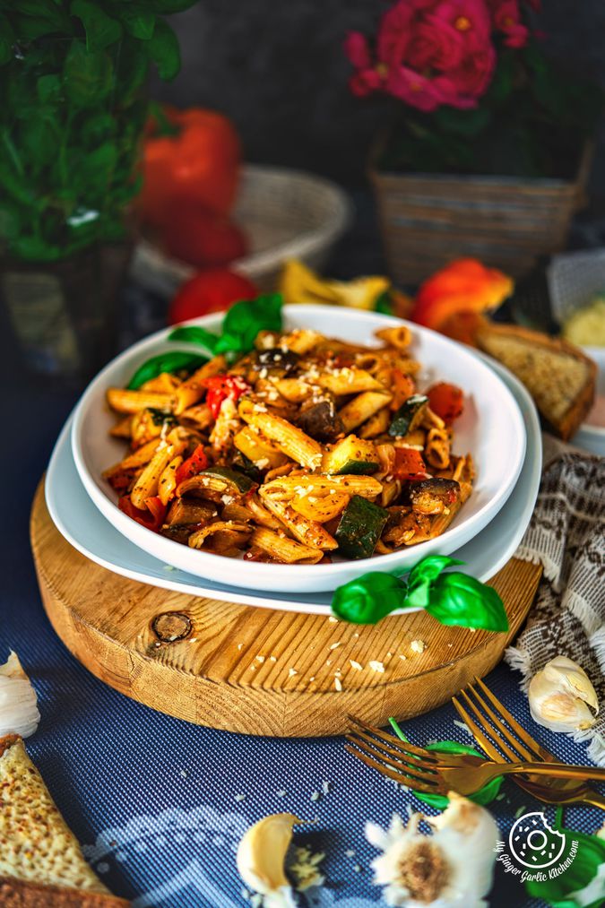 Ratatouille Pasta (Step-By-Step + Video Recipe) | My Ginger Garlic Kitchen