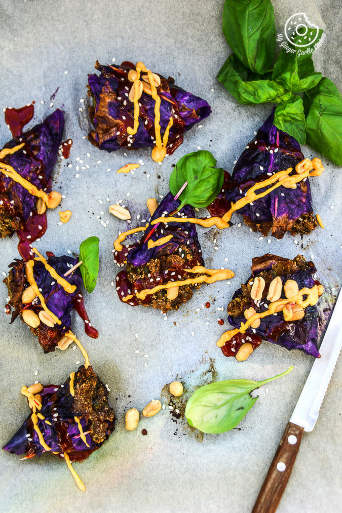 Potato Paneer Stuffed Roasted Red Cabbage Cones | My Ginger Garlic Kitchen