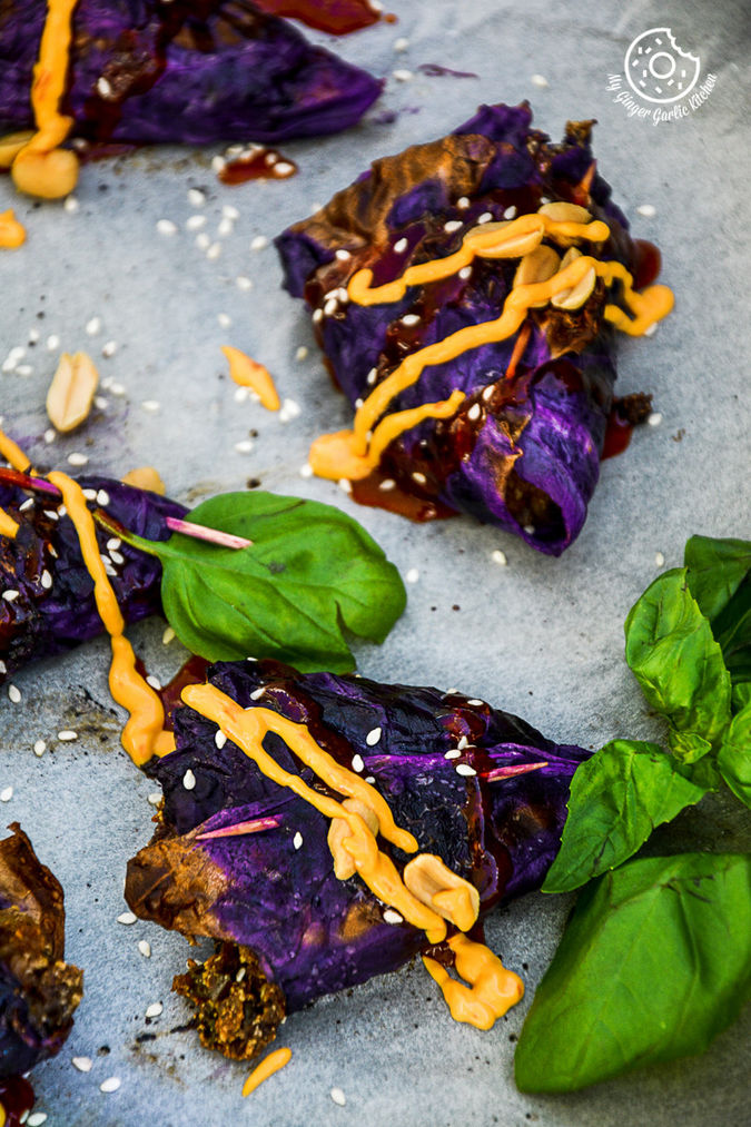 Potato Paneer Stuffed Roasted Red Cabbage Cones | My Ginger Garlic Kitchen
