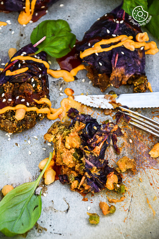 Potato Paneer Stuffed Roasted Red Cabbage Cones | My Ginger Garlic Kitchen