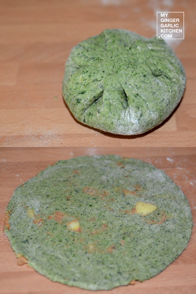 Aloo Palak Paratha (Step By Step) | Potato Stuffed Spinach Flatbread ...