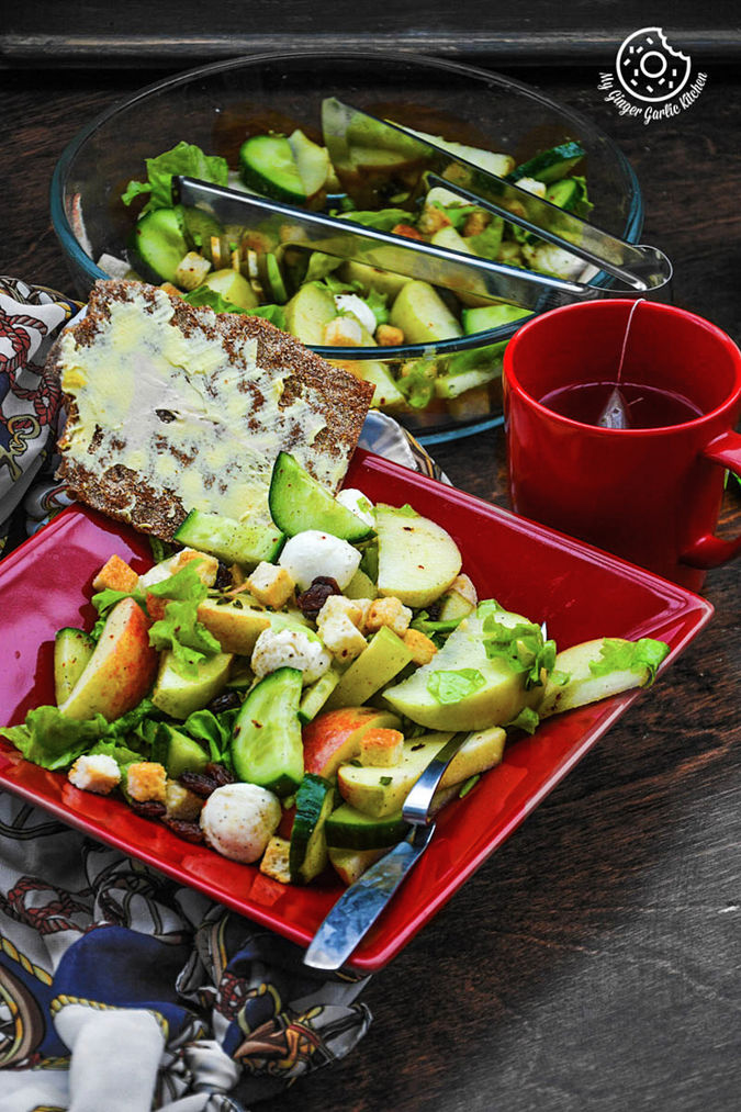 Apple Cucumber Mozzarella Pearls Salad Recipe (Caprese Salad) | My ...