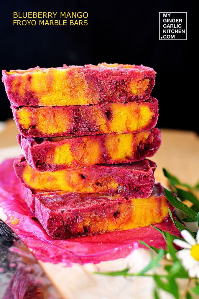 Blueberry Mango Froyo Marble Bars | My Ginger Garlic Kitchen