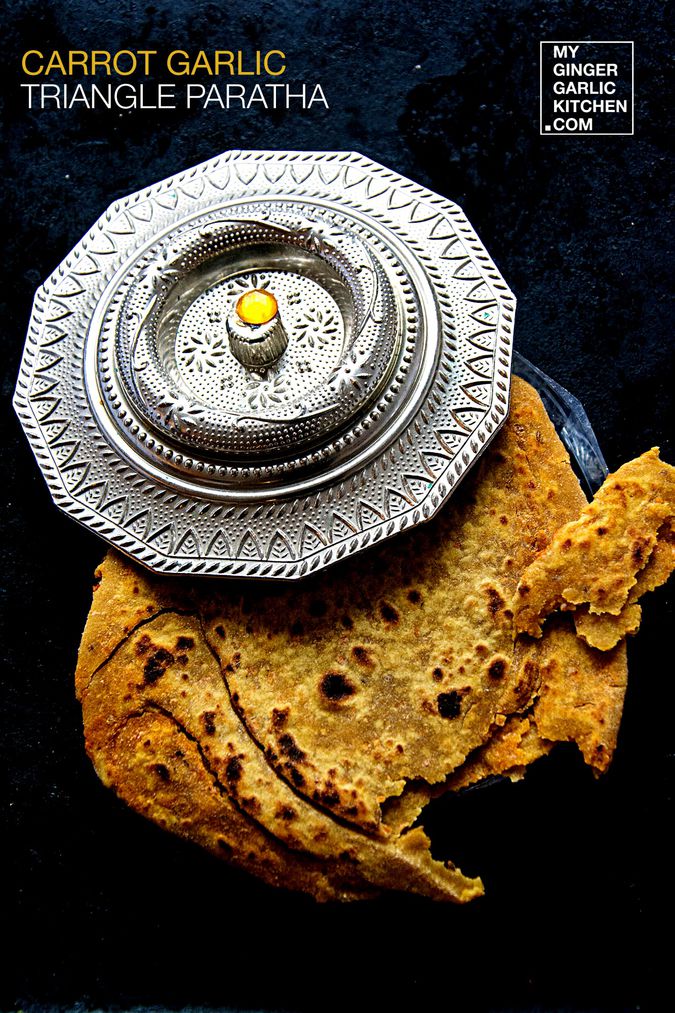 Carrot Garlic Triangle Paratha – Carrot garlic Flatbread | My Ginger ...