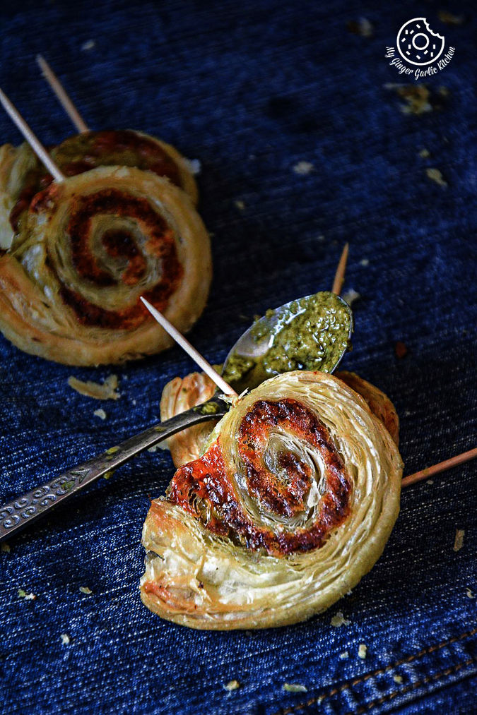 Puff Pastry Cheese and Pesto Swirls Recipe (Easy Appetizer) | My Ginger ...