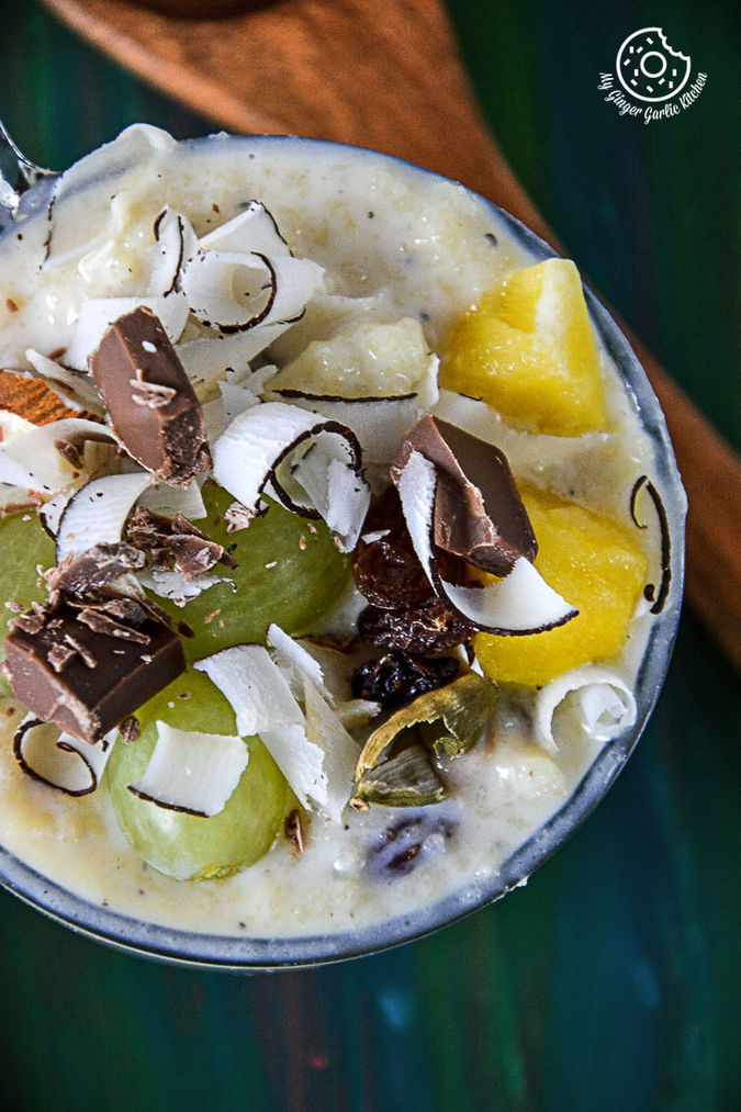 Fruit and Nut Couscous Paneer Pudding with Chocolate | My Ginger Garlic ...