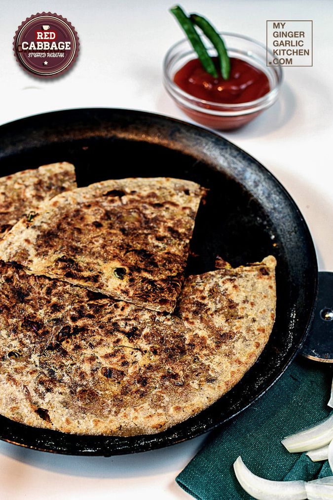 Red Cabbage Stuffed Paratha Recipe | Red Cabbage Stuffed Flatbread | My ...
