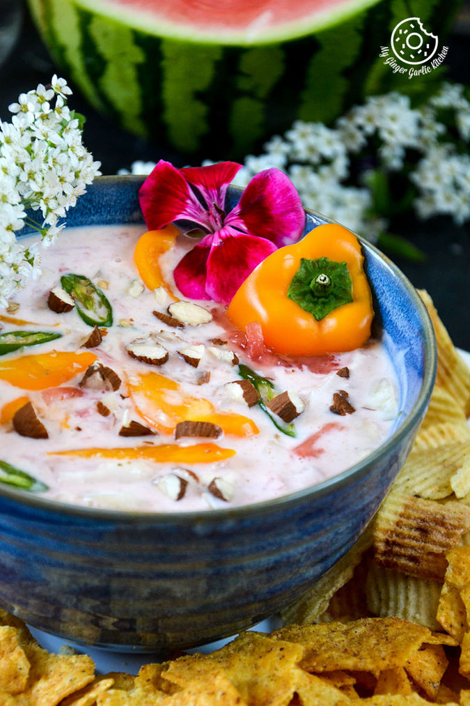 Watermelon Onion Yogurt Chip Dip - Watermelon Raita | My Ginger Garlic ...