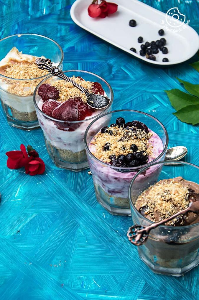Cheesecake Shots – 4 Ways | Video Recipe | My Ginger Garlic Kitchen