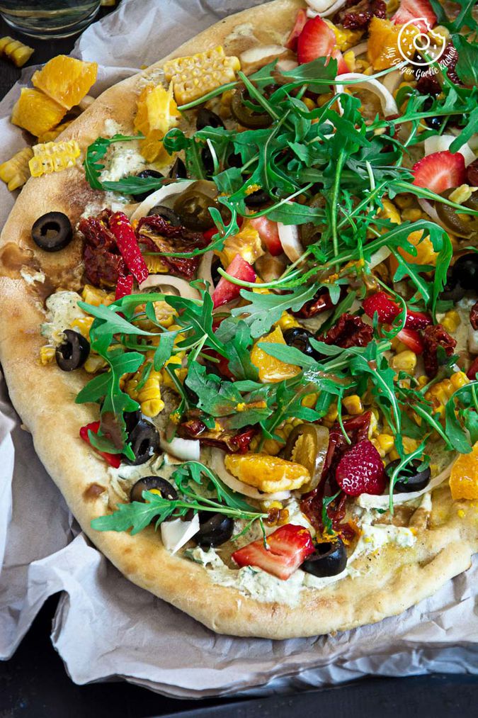 Corn Cream Cheese Flatbread with Orange Vinaigrette | My Ginger Garlic ...