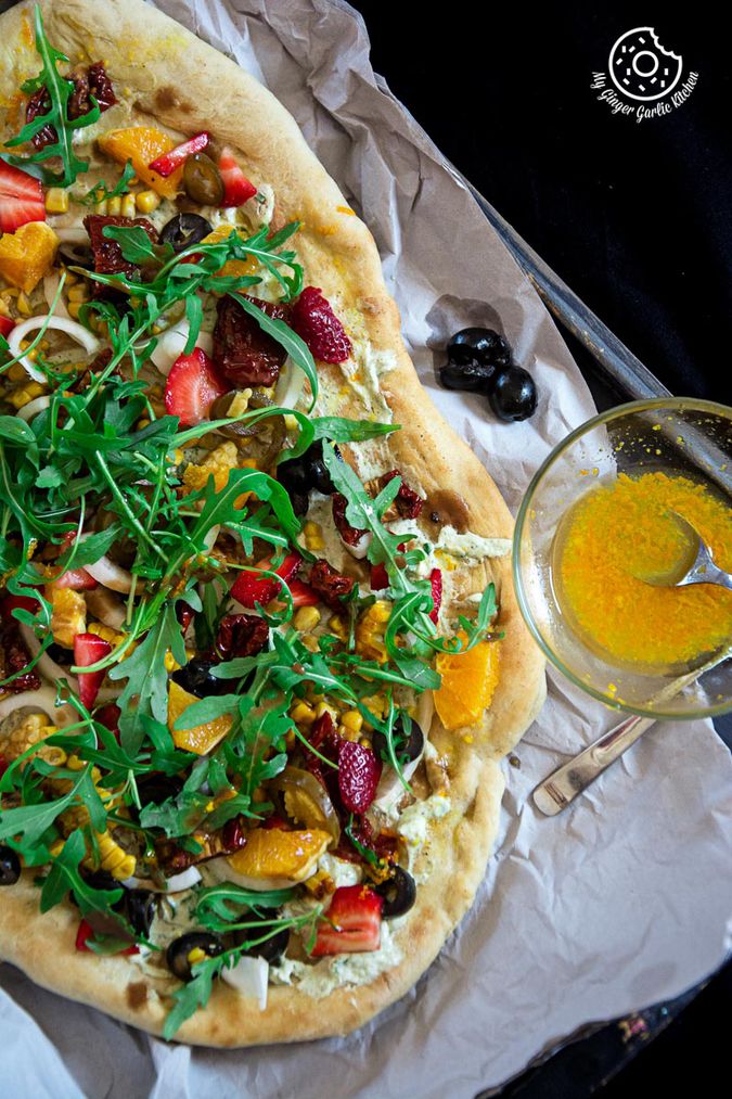 Corn Cream Cheese Flatbread with Orange Vinaigrette | My Ginger Garlic ...