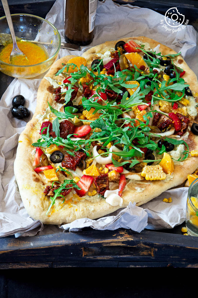 Corn Cream Cheese Flatbread with Orange Vinaigrette | My Ginger Garlic ...