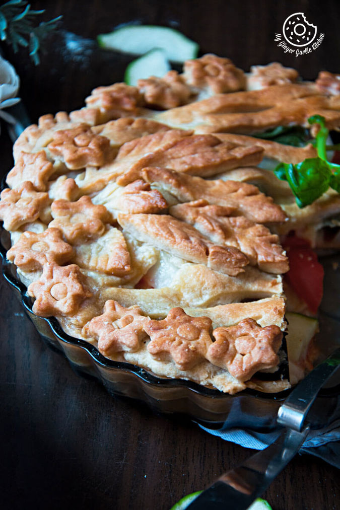 Veggie Pizza Pie Recipe (Video) | How to Make Pizza Pie | My Ginger ...