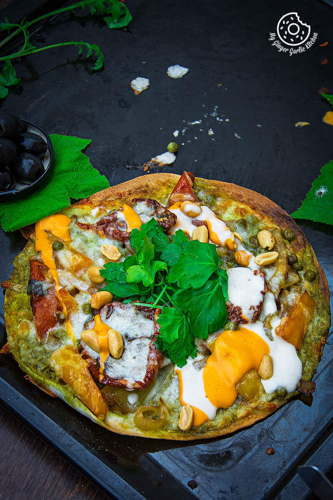 Easy Tortilla Pizza Recipe + Video | Veggie Tortizza 2 ways | My Ginger ...