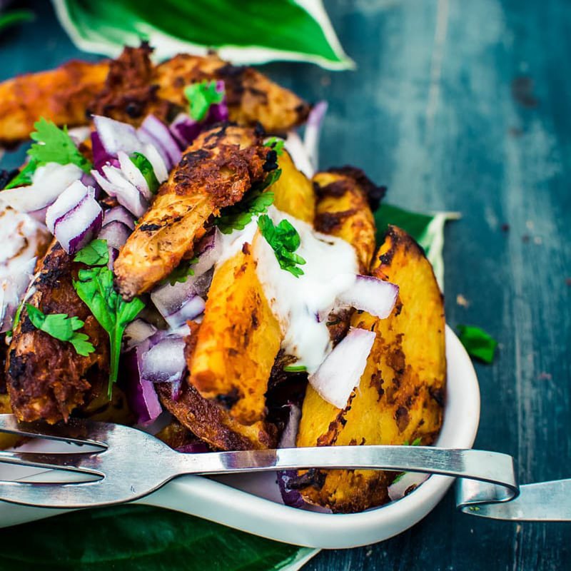 Spiced Crispy Masala Potato Wedges (Baked) | Indaian Potato Wedges