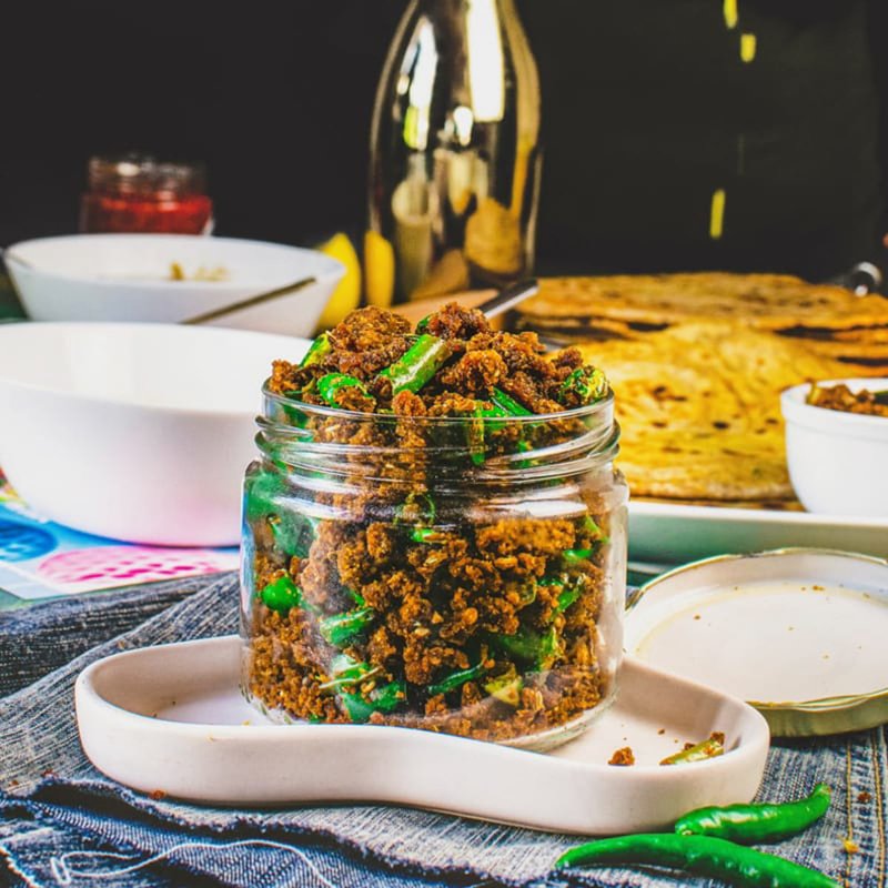 Besan Mirchi Ke Tipore Recipe + Video | Besan Green Chili Stir-Fry