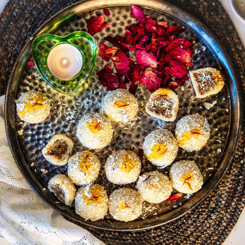 Date Stuffed Coconut Ladoo Recipe