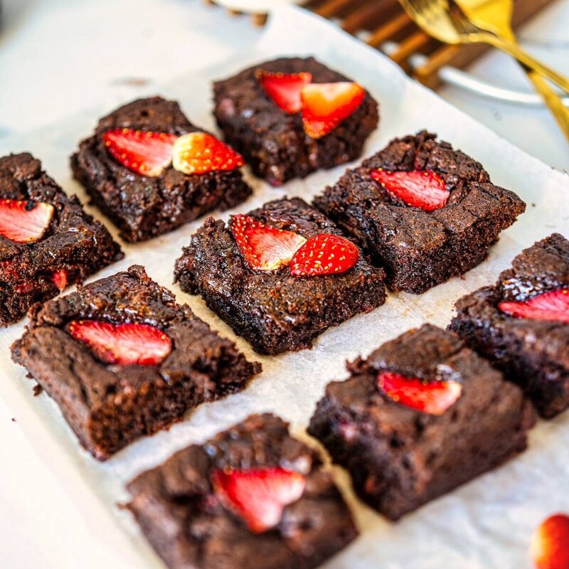 Eggless Strawberry Brownies Recipe