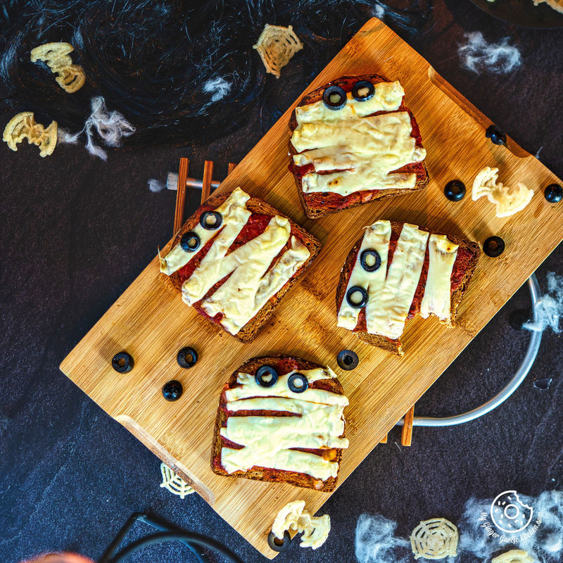 Halloween Mummy Pizza Toast - (Step-By-Step + Video Recipe)