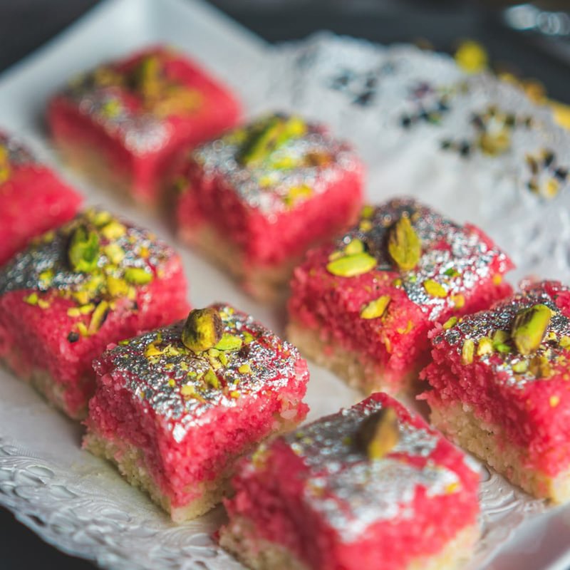 Layered Coconut Burfi Recipe - Make This Easy Rose Coconut Burfi