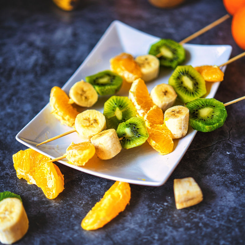 Tri Colour Fruit Skewers - Kebabs - (Step-By-Step + Video Recipe)