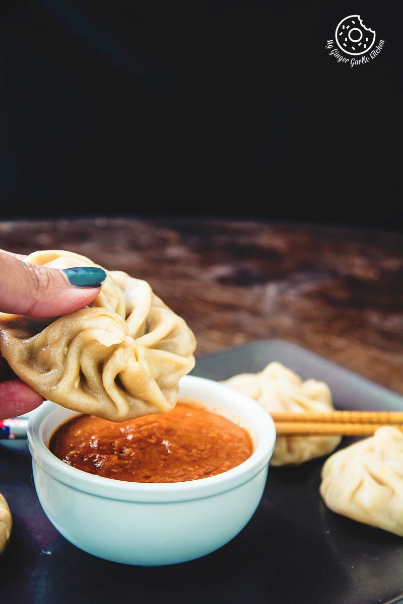 Veg Momoms | Dim Sum | Vegetable Momos Recipe With Spicy Chili Chutney