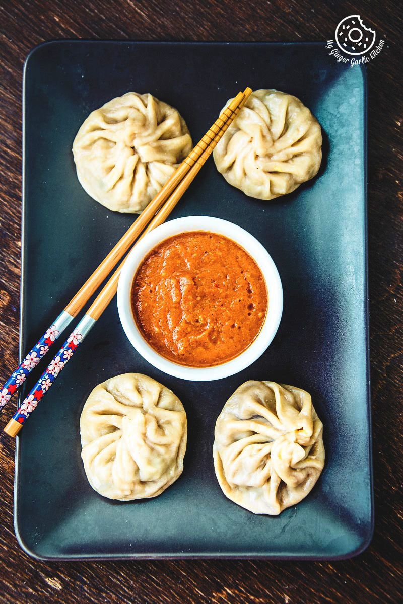 Veg Momoms | Dim Sum | Vegetable Momos Recipe With Spicy Chili Chutney
